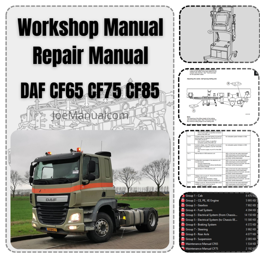 DAF CF65, CF75, CF85 Series Workshop, Service and Repair Manual