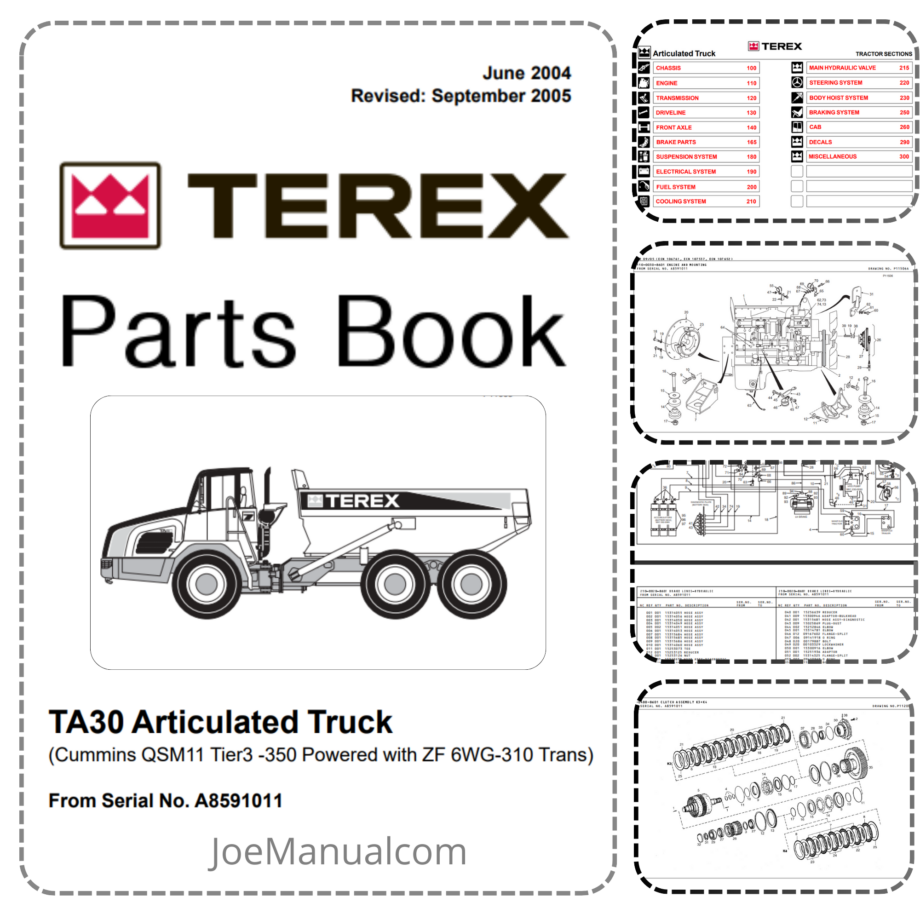 TEREX TA30 Articulated Truck Parts Book Catalog