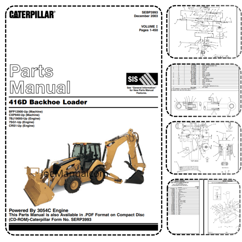 CAT 416D Backhoe Loader Parts Catalog Manual