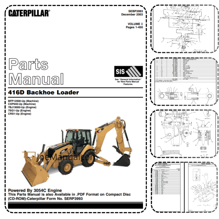 CAT 416D Backhoe Loader Parts Catalog Manual