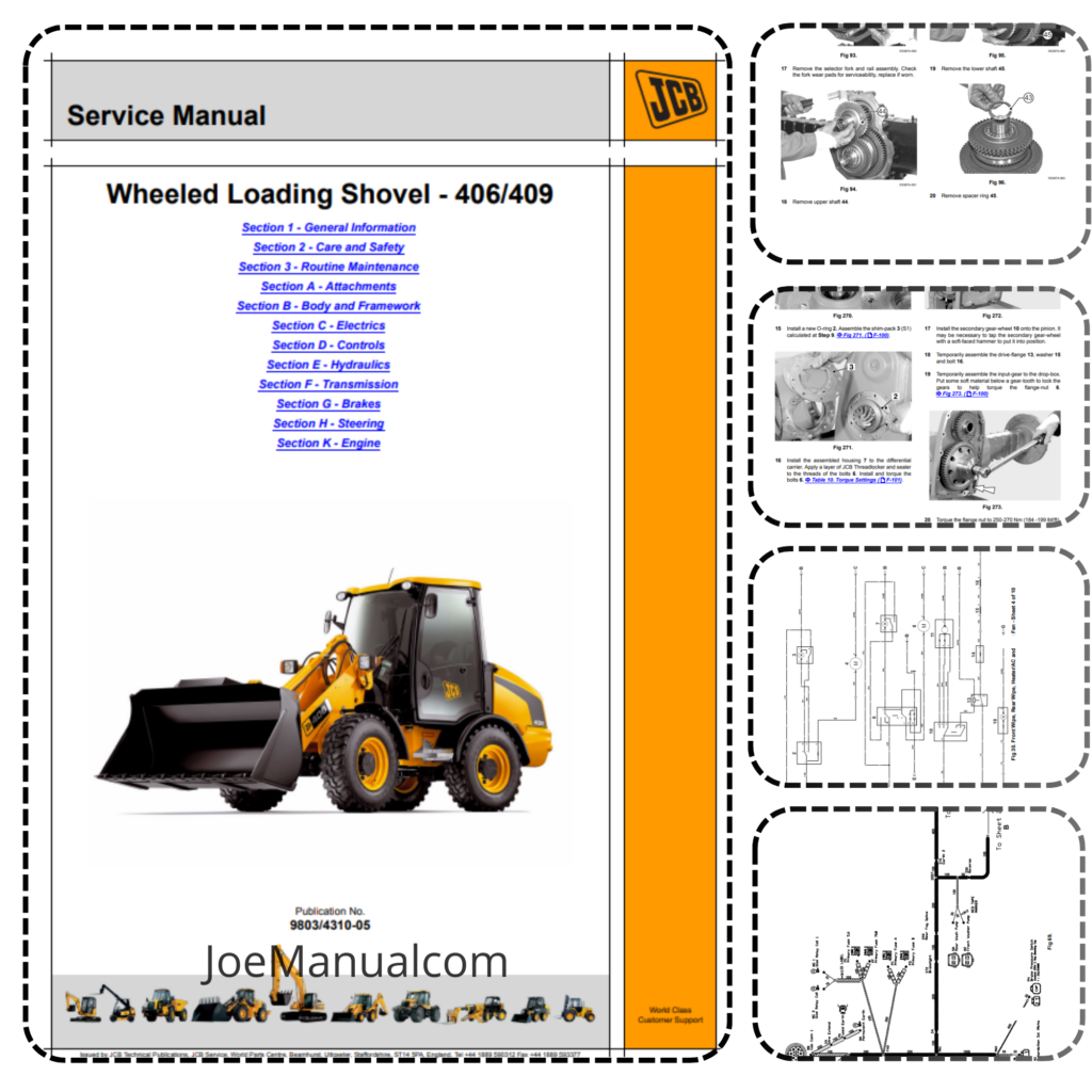 JCB Wheeled Loading Shovel 406 409 Service Manual
