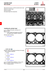 DEUTZ Engine D TD 2011 L01 L02 L03 L04 Workshop Manual