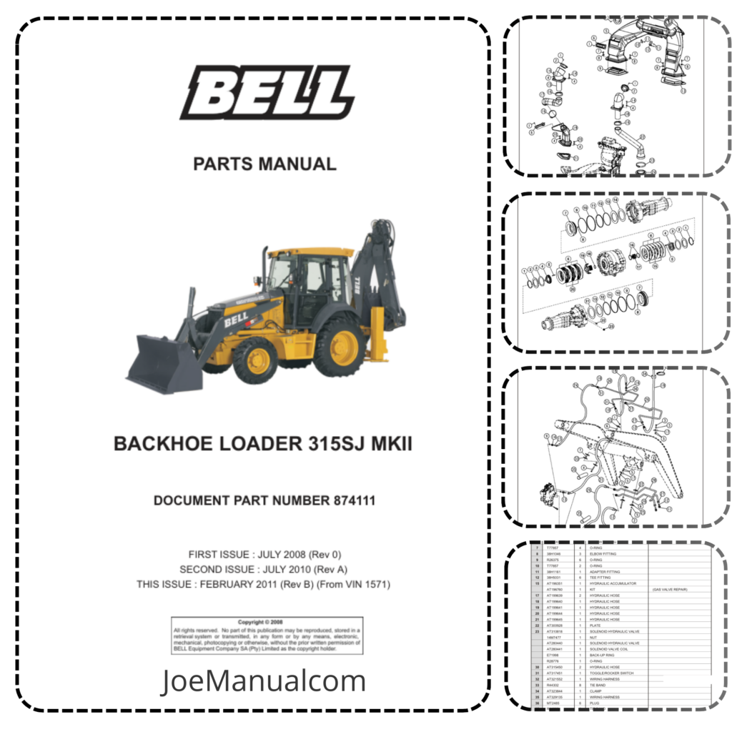 BELL 315SJ MKII Backhoe Loader Parts Manual