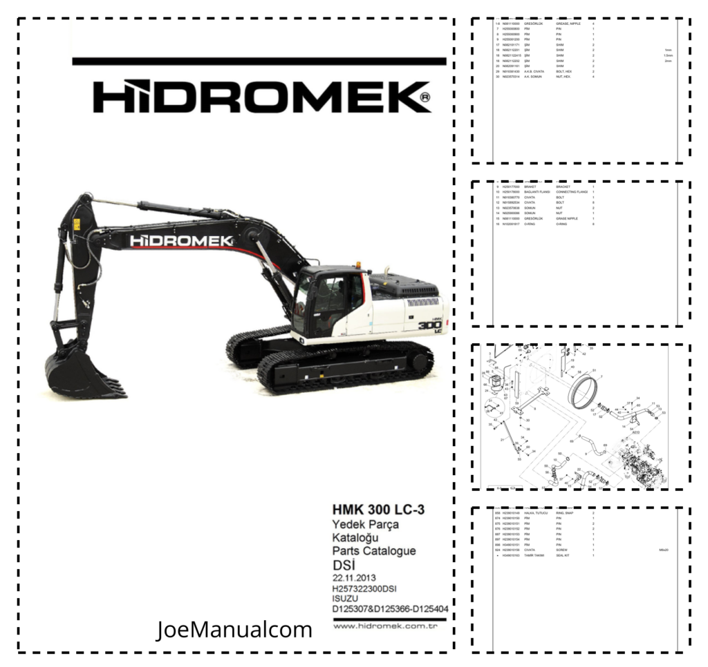 Hidromek HMK 300LC-3 Excavator Parts Catalog