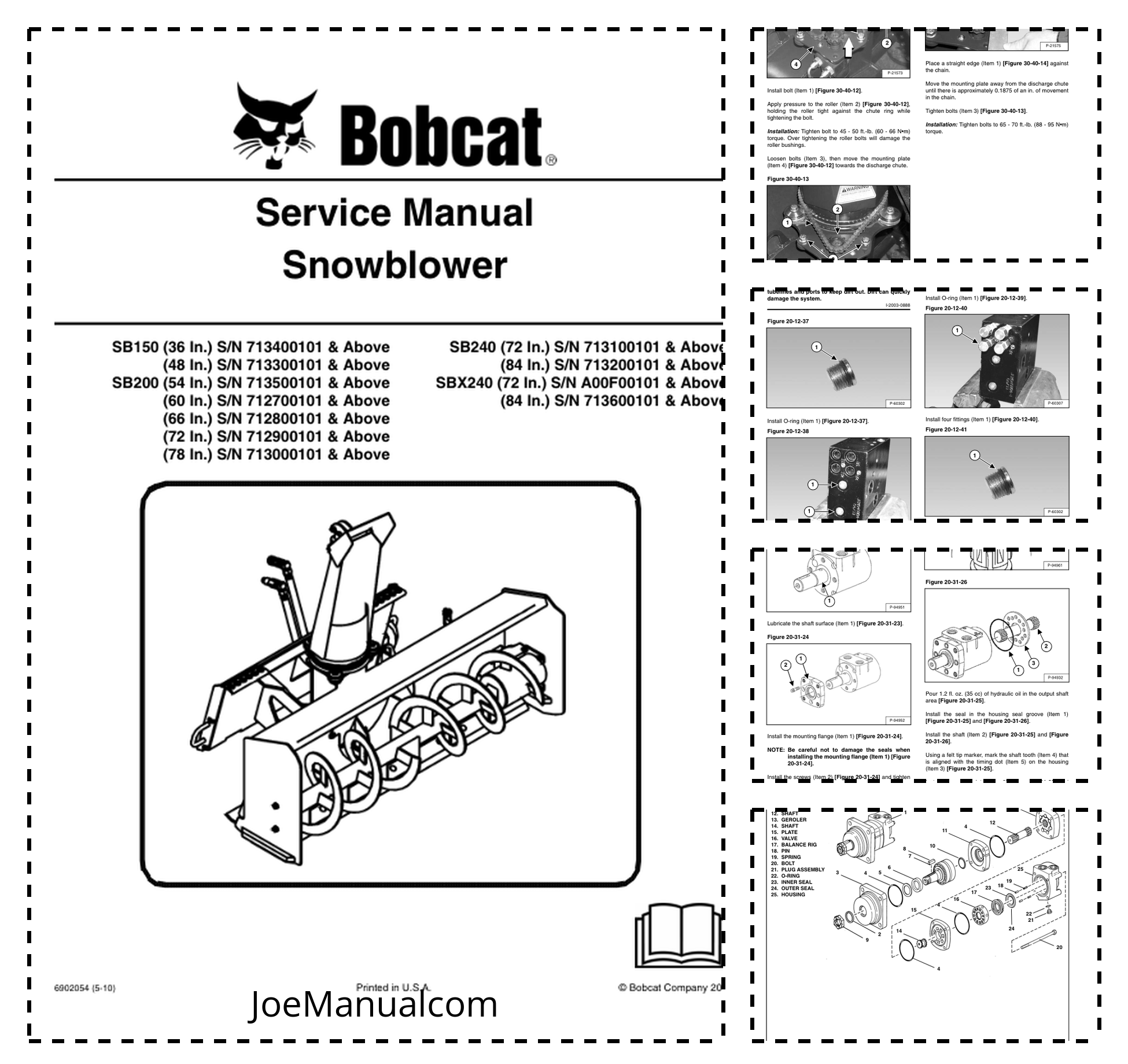 Bobcat SB150 SB200 SB240 SBX240 Snowblower Service Manual