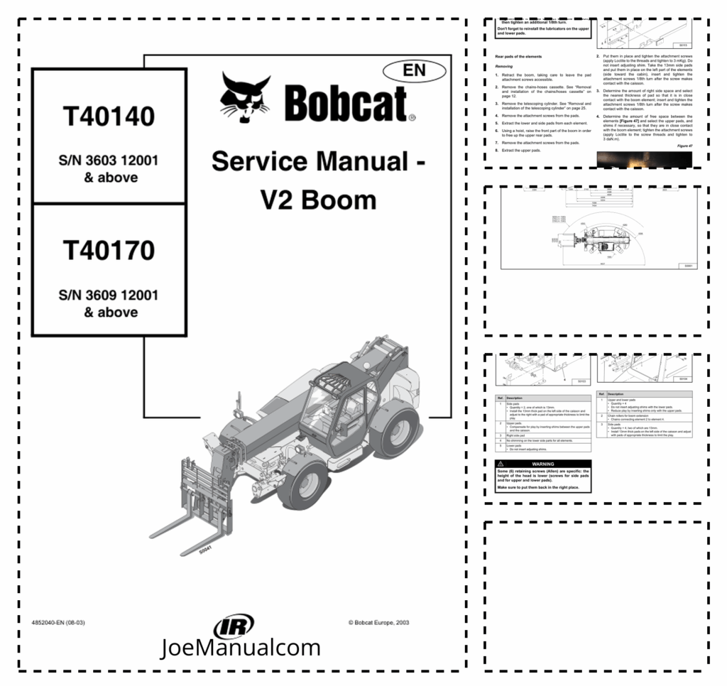 Bobcat T40140 T40170 Telehandler Service Manual