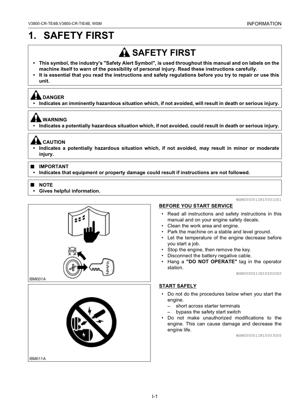 Kubota V3800 CR TE4B Engine Workshop Manual