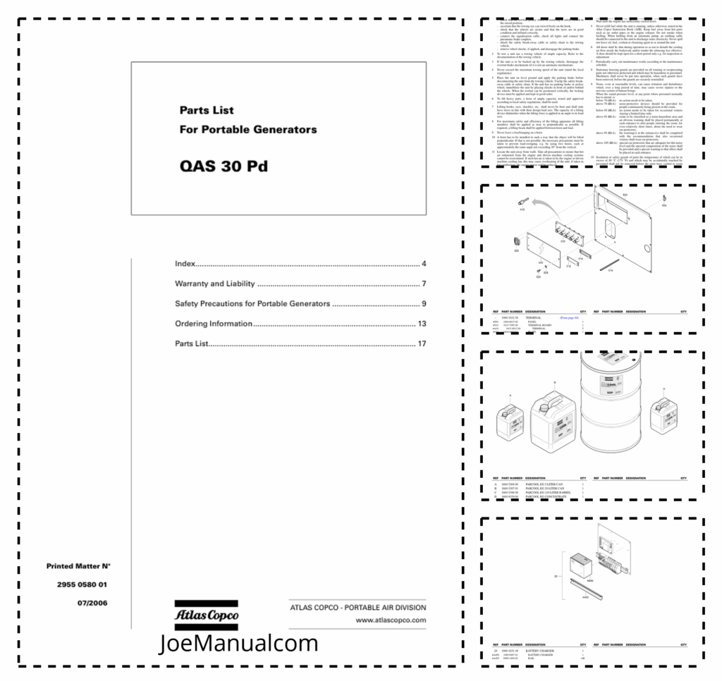 Atlas Copco QAS 30 Pd Portable Generator Parts List