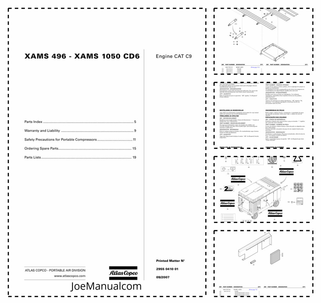 Atlas Copco XAMS Compressor Parts Manual