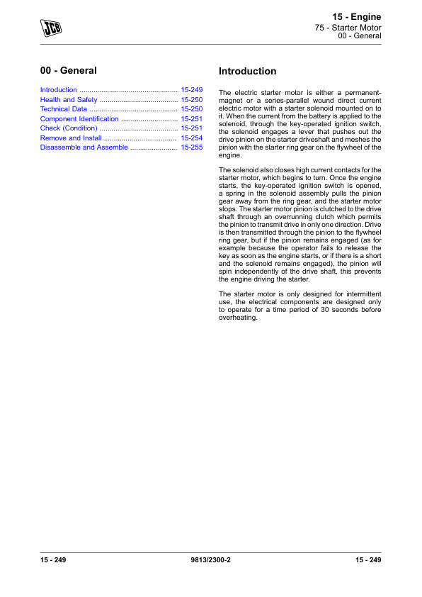 JCB 225 225T 260 260T 280 300 300T 320T 330 Skidsteer Service Manual 9813/2300-2 Printed Book ...