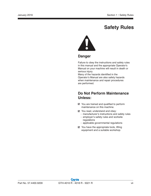 Genie TEREX GTH-4016 R GTH-4018 R GTH-5021 R Stage 3A 3B Telehandler ...