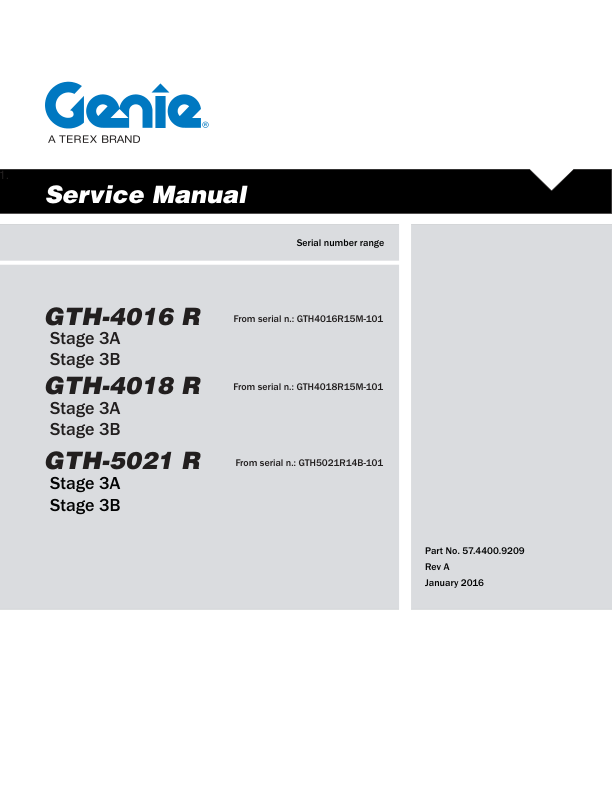 Genie TEREX GTH-4016 R GTH-4018 R GTH-5021 R Stage 3A 3B Telehandler ...
