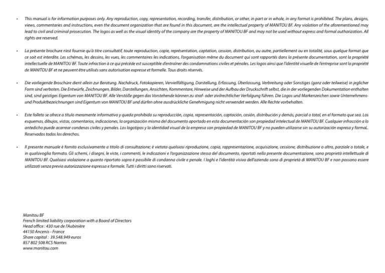 Manitou MT 625 H ST3B Easy Comfort Turbo Telehandlers Parts Catalog ...